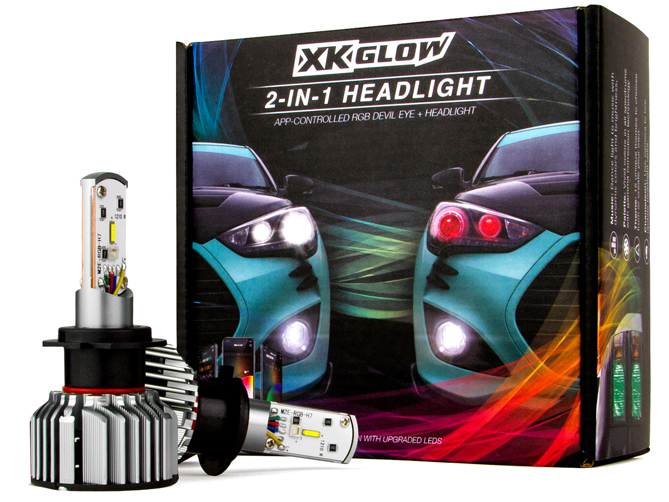 XK Glow 2-in-1 LED Headlight + Multi-Color Devil Eye - RELIABLE SHIPPING