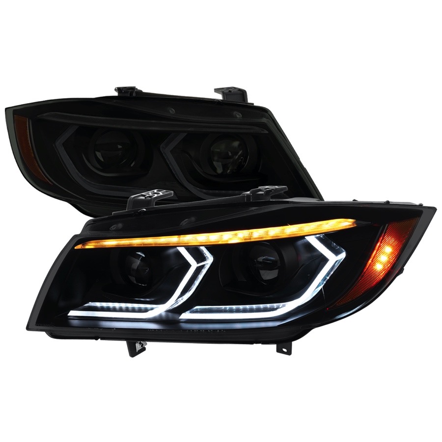 Projector Headlights with 3D Iced LED Strip and Sequential Turn Signal ...