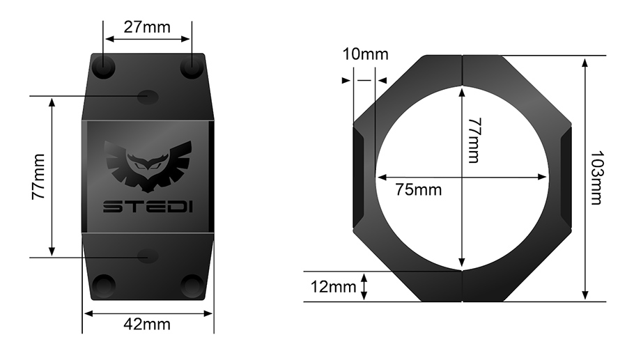 HEX Bull Bar Tube Mounting Brackets - STEDI BRK-7577-TBE