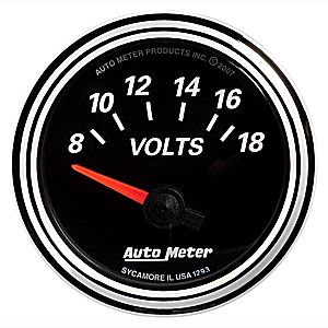 Street Rod Designer Black II Voltmeter - AutoMeter 1293